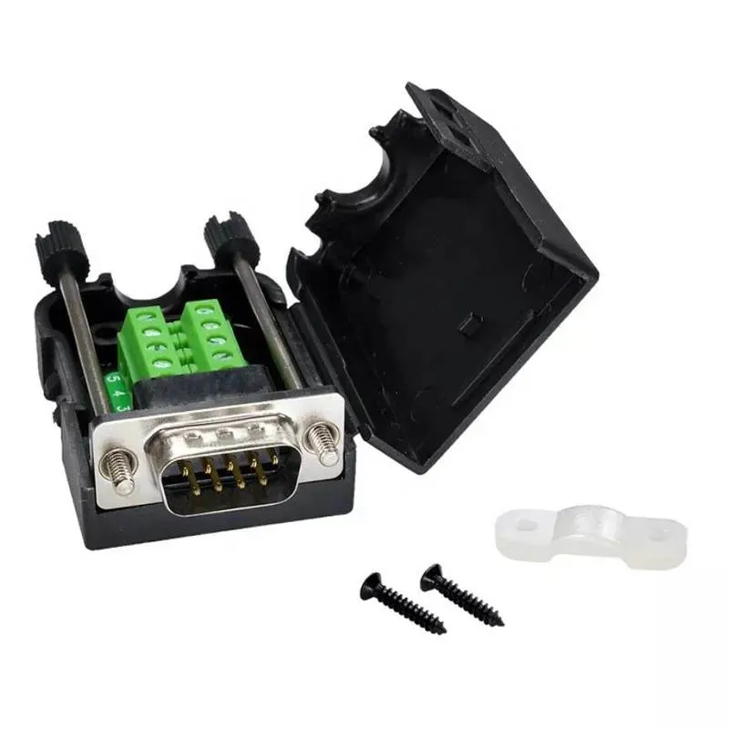 DB9 Male 9Pin Black Cover Screw Type Breakout Terminals Connector ...