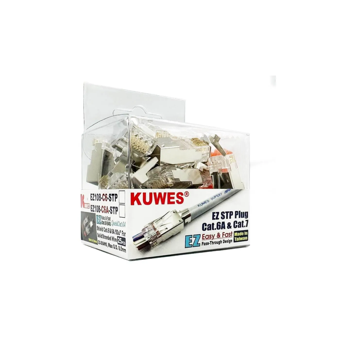 KUWES Cat7 Cat6A RJ45 Pass Through Connectors Shielded 30-Pack – Divine Plus Trading LLC